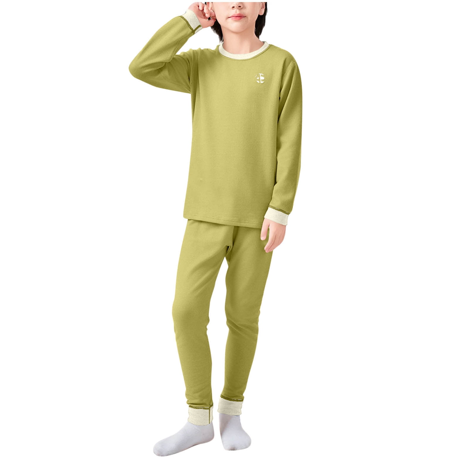Avrntaa Kids Soft Modal Pajama Set Long Sleeve Tops Soft Straight Leg ...