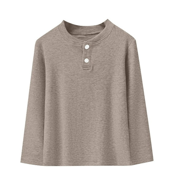 Avrntaa Kids Spring Soft Tops Boys Girls Button Crew Neck T-Shirt ...