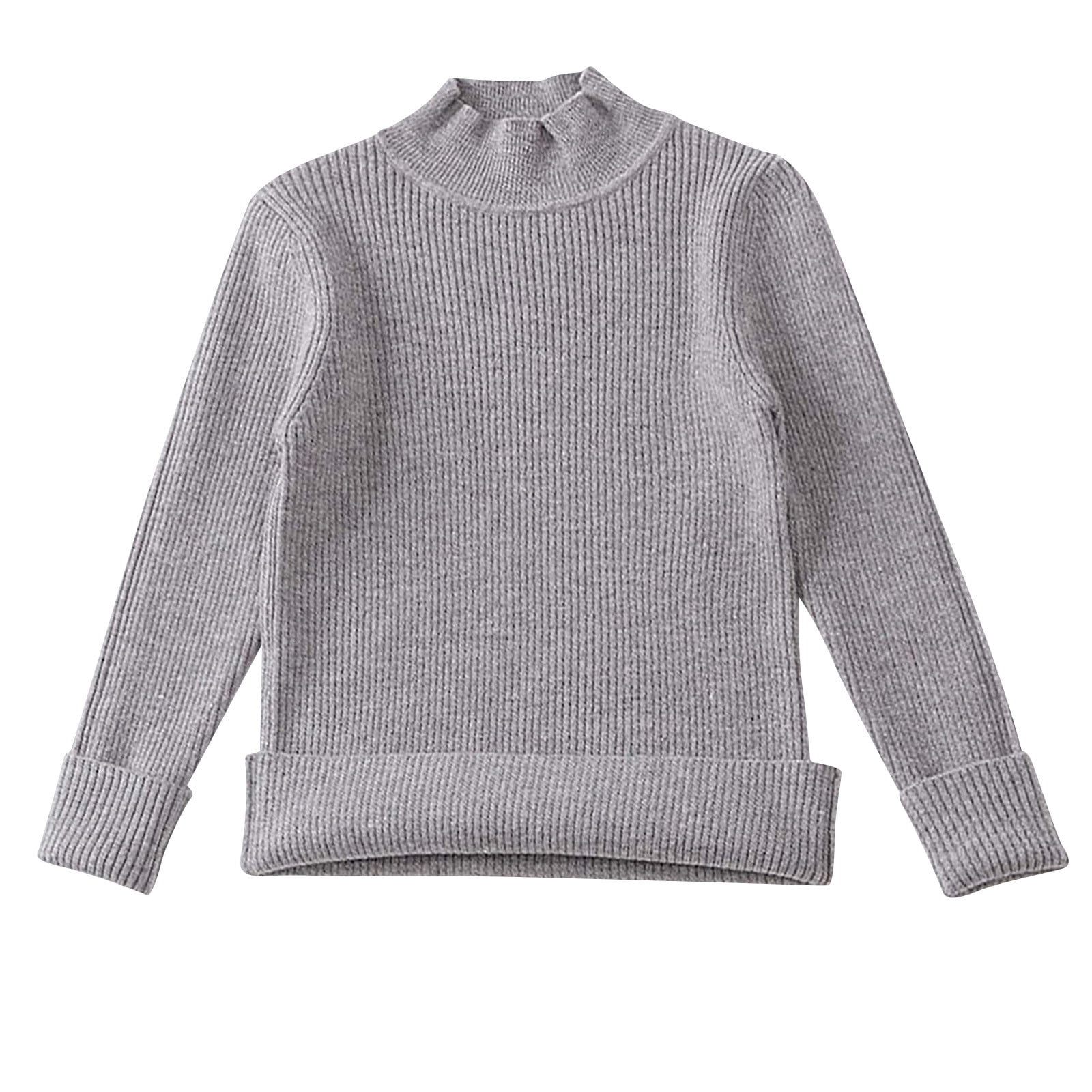 Avrntaa Kids Sweaters Girls - Toddler High Neck Knitwear Ribbed Knitted ...
