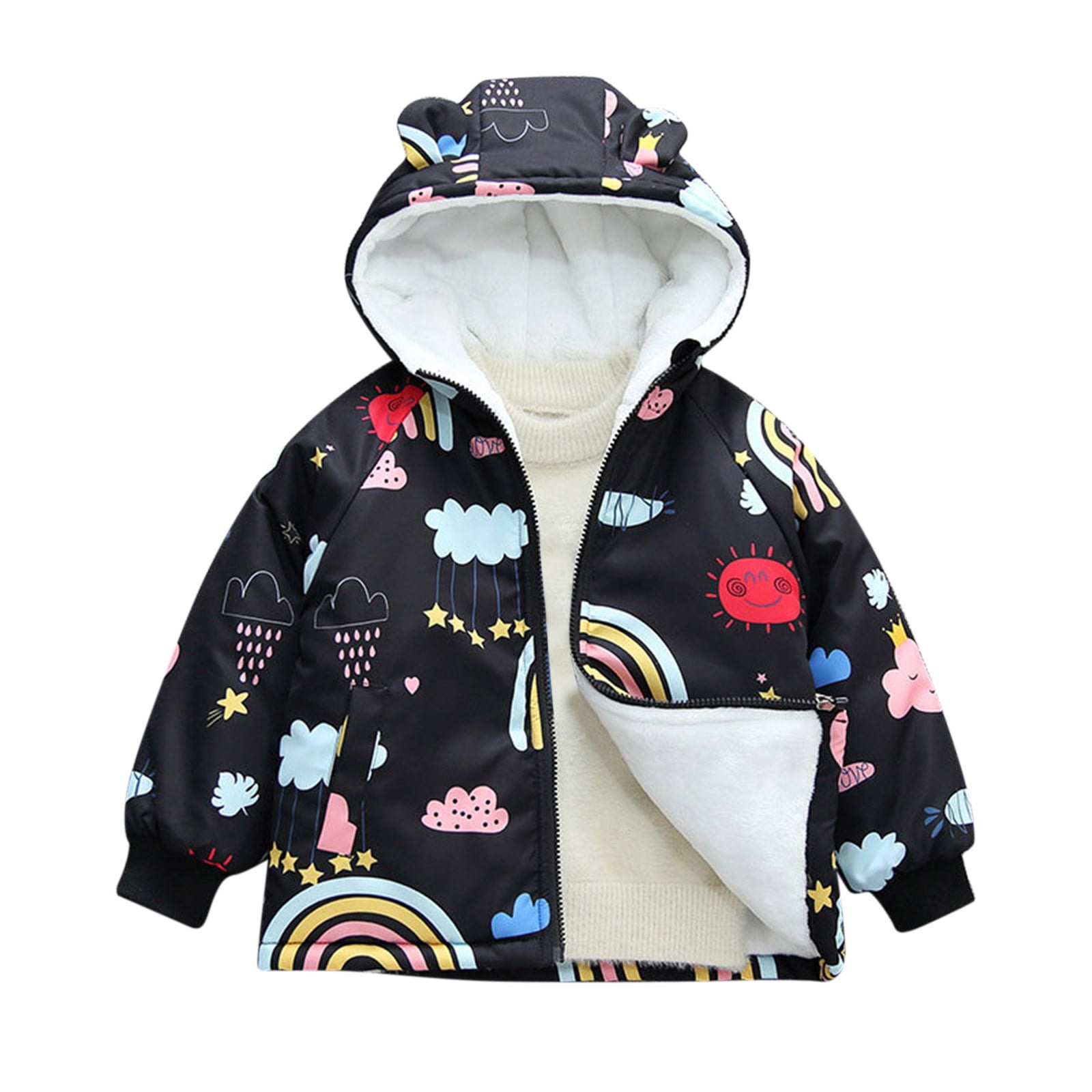 Avrntaa Kids Winter Sherpa Lined Jackets Cute Ear Hooded Warm Coat ...