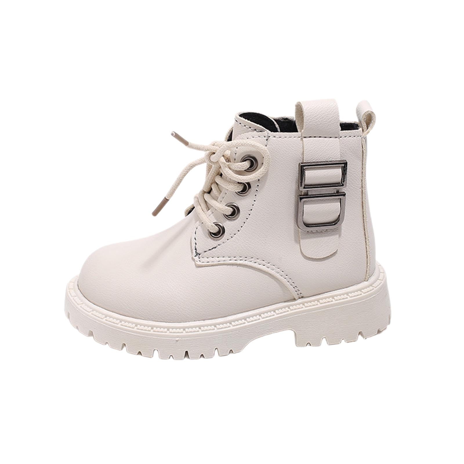 Avrntaa Lace Up Ankle Boots for Girls Side Zipper Waterproof Leather ...