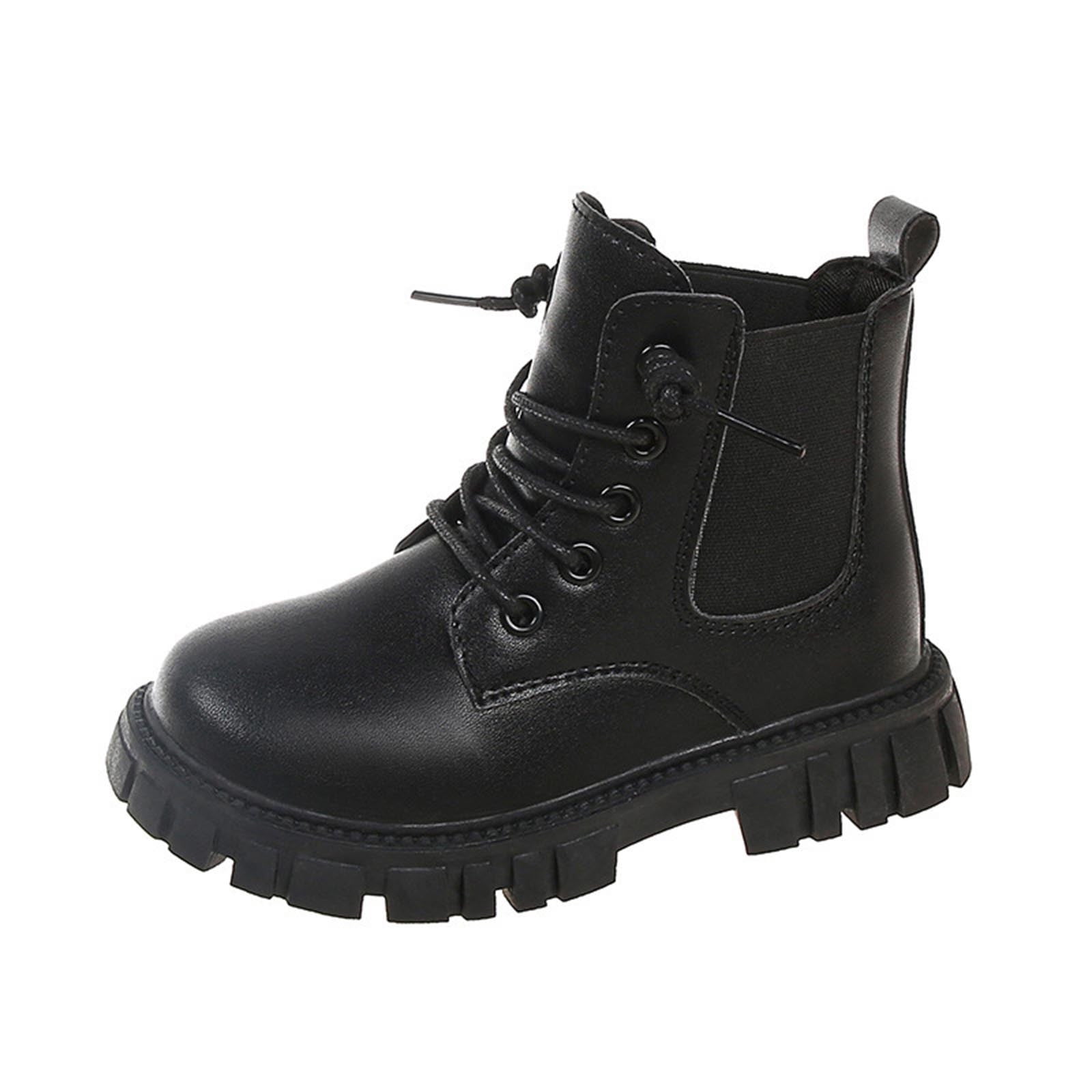 Avrntaa Lace Up Short Boots for Girls Waterproof Leather Shoes Trendy ...