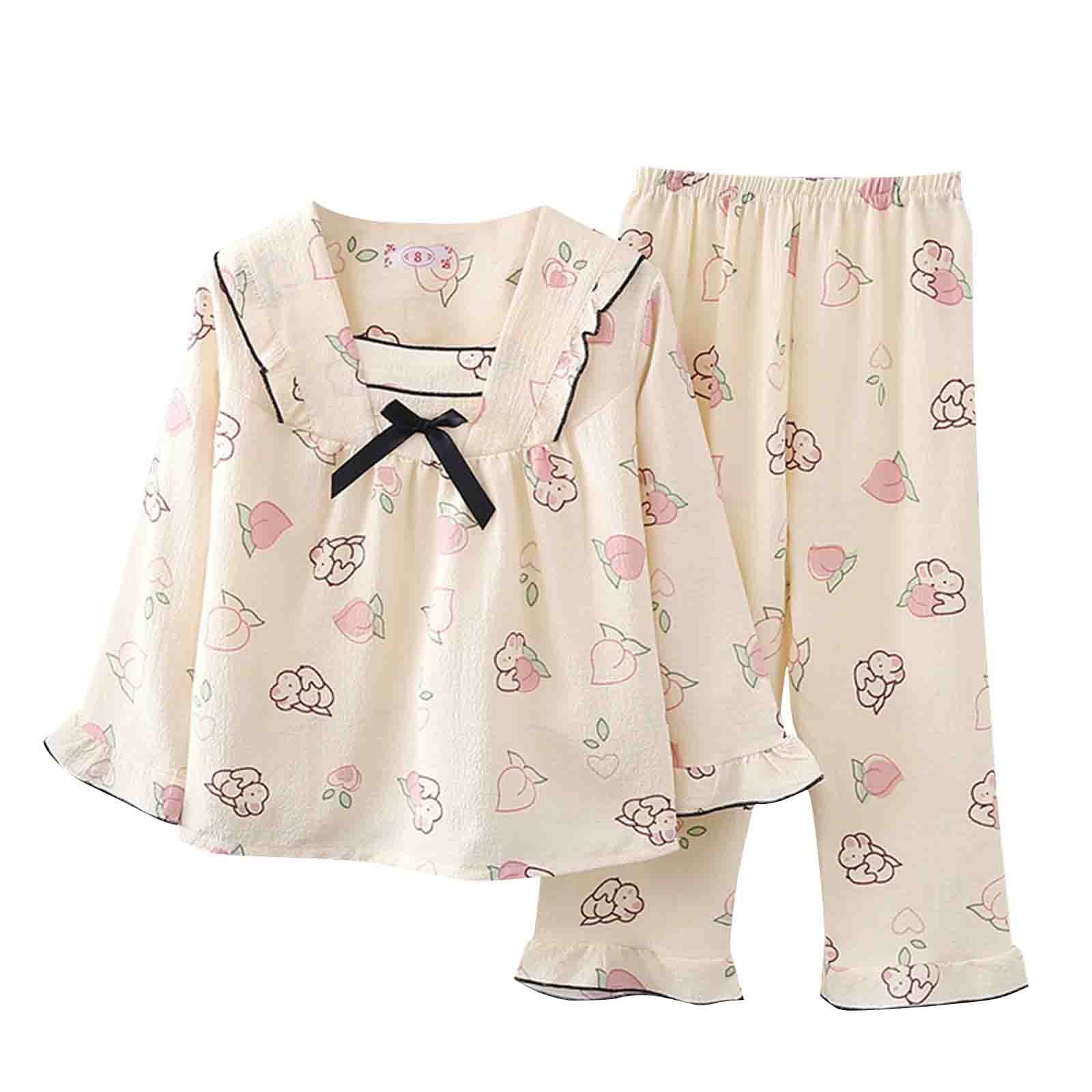 Avrntaa Little Girls 2 Piece Pajamas Sets Funny Print Ruffle Long ...