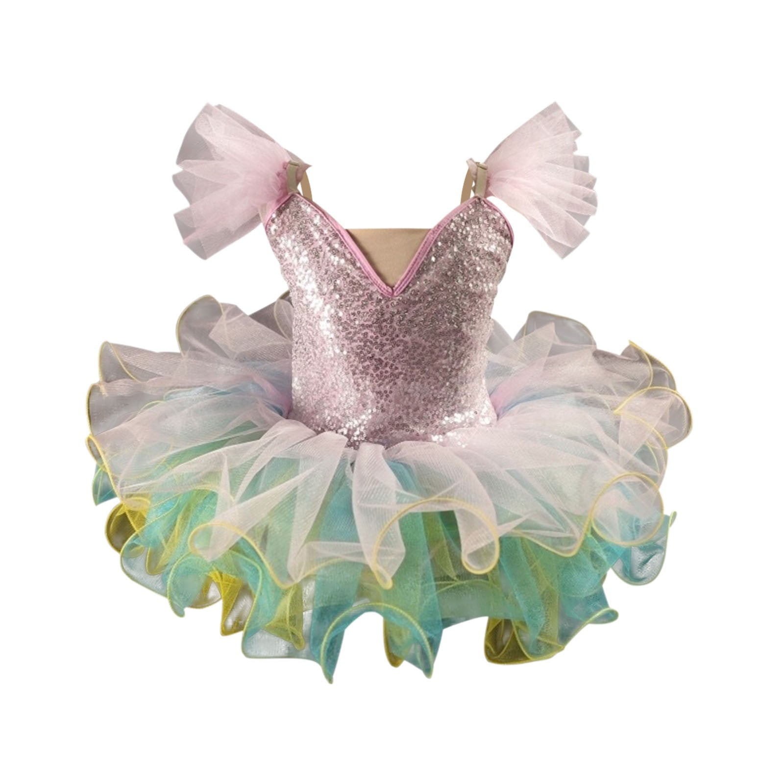 Avrntaa Little Girls Ballet Dance Dresses Lace Ruffle Ballerina Costume ...