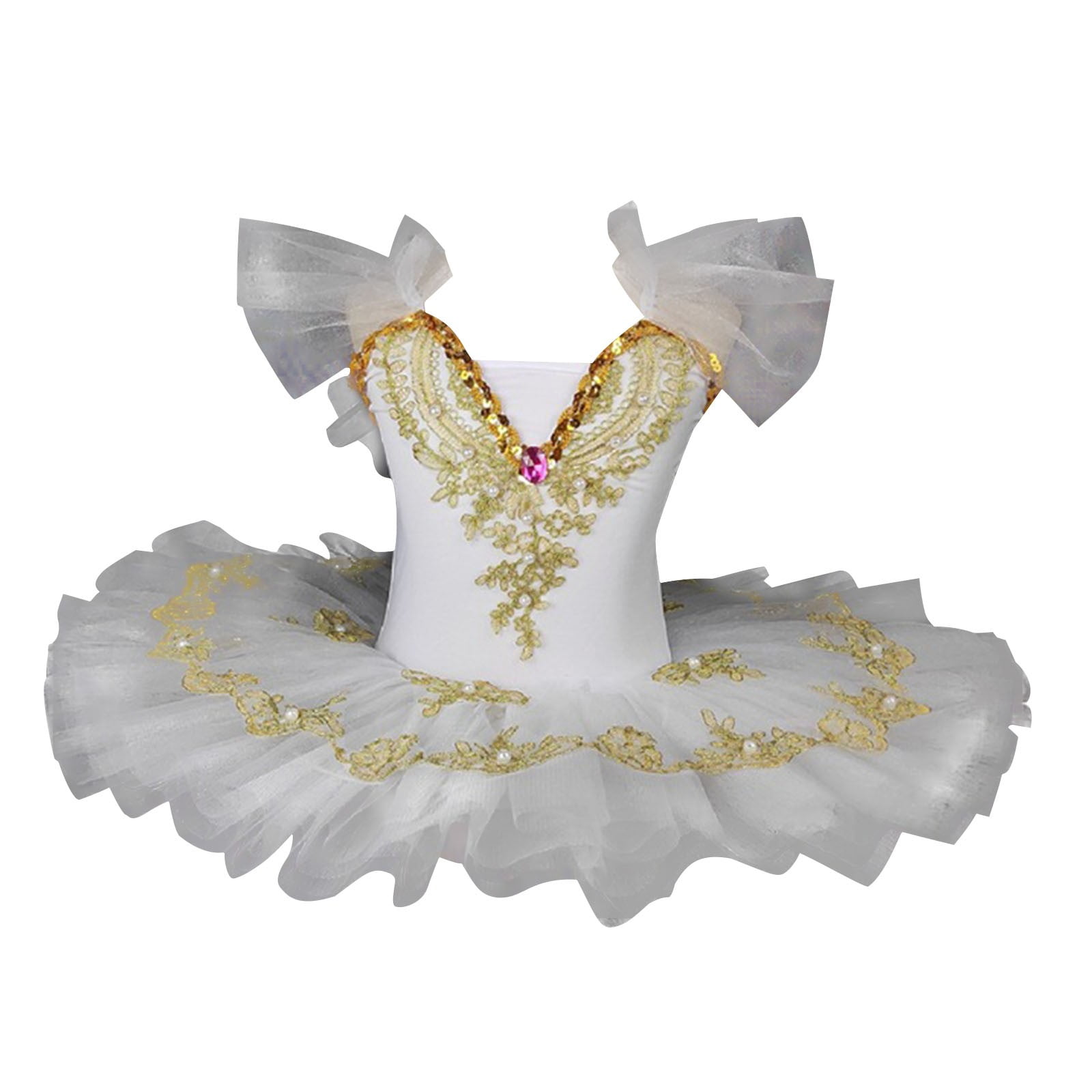Avrntaa Little Girls Ballet Dance Dresses Lace Ruffle Ballerina Costume ...