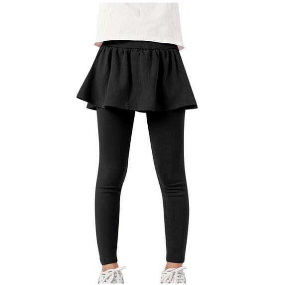Avrntaa Little Girls Leggings with Skirt Solid Cute Bottoms Kids School ...