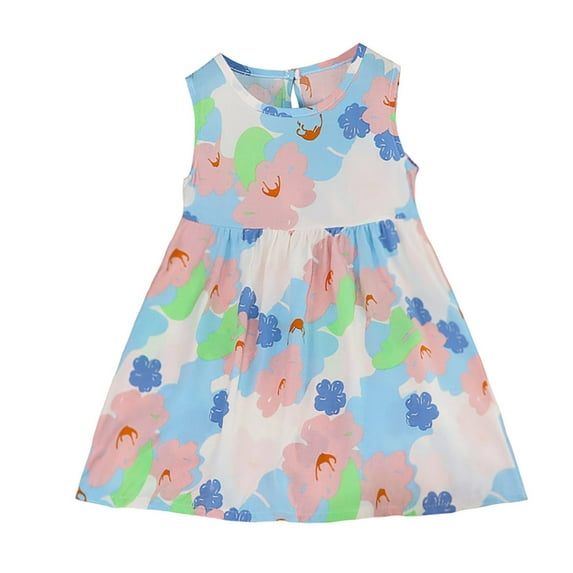 Avrntaa Little Girls Sleeveless Babydoll Dress Summer A Line Floral ...