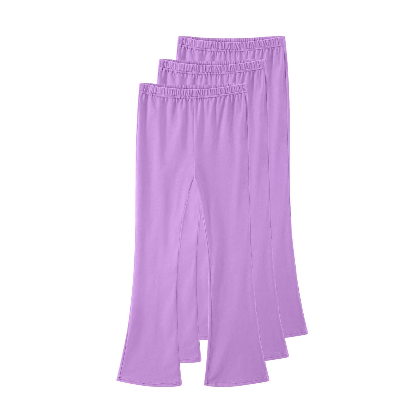 Avrntaa Little Girls Solid Cotton Flare Pants Fleece Lined Thermal Fall ...