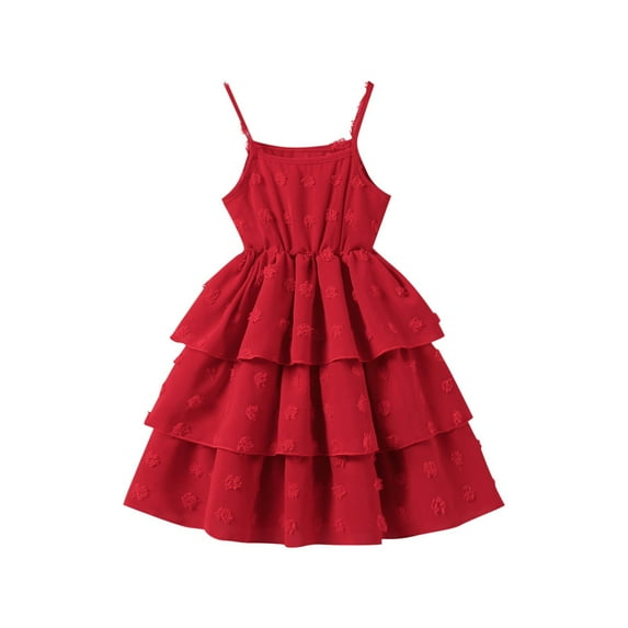 Avrntaa Little Girls Spaghetti Strap Dress Tierd Dot Print Cute Dresses ...