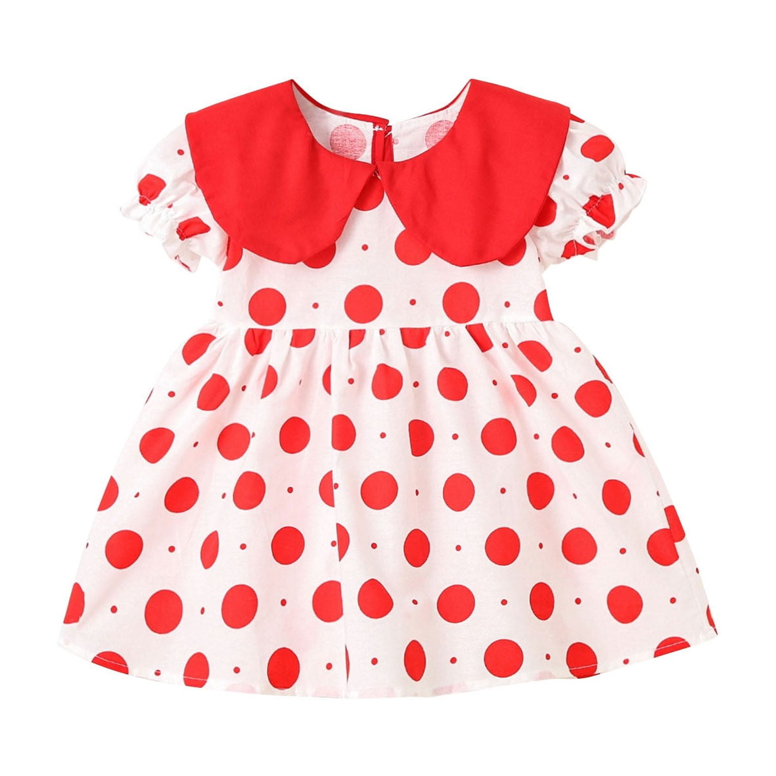 Avrntaa Little Girls Summer Cotton Dress Polka Dot Print Dresses Puff ...