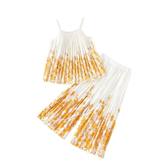 Avrntaa Little Girls Summer Cute Sets Floral Print Tank Top Pleated ...