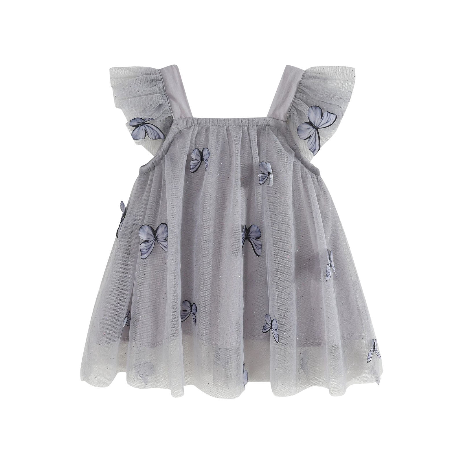 Avrntaa Little Girls Tutu Dress Floral Trim Tulle Dresses Flutter ...