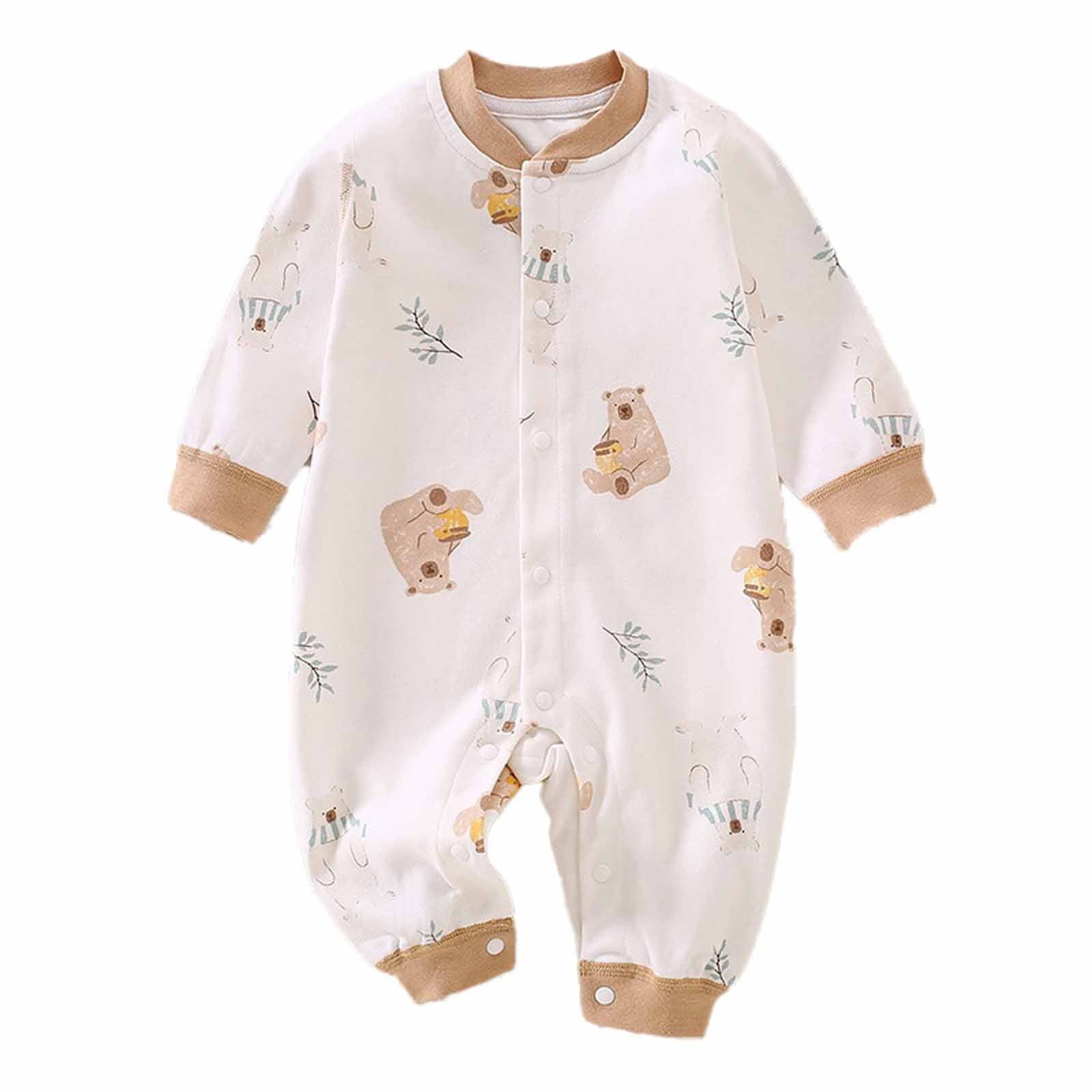 Avrntaa Romper Girls - Round Neck Jumpsuit Long Sleeve Button Bodysuit ...