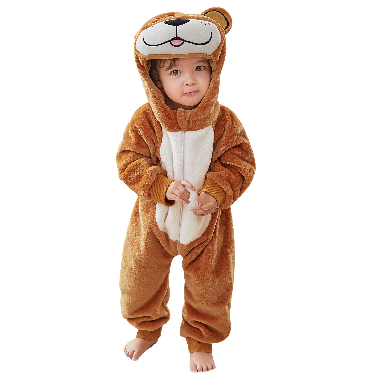 Avrntaa Rompers for Girls - Baby Animal Hooded Romper Zipper Flannel ...