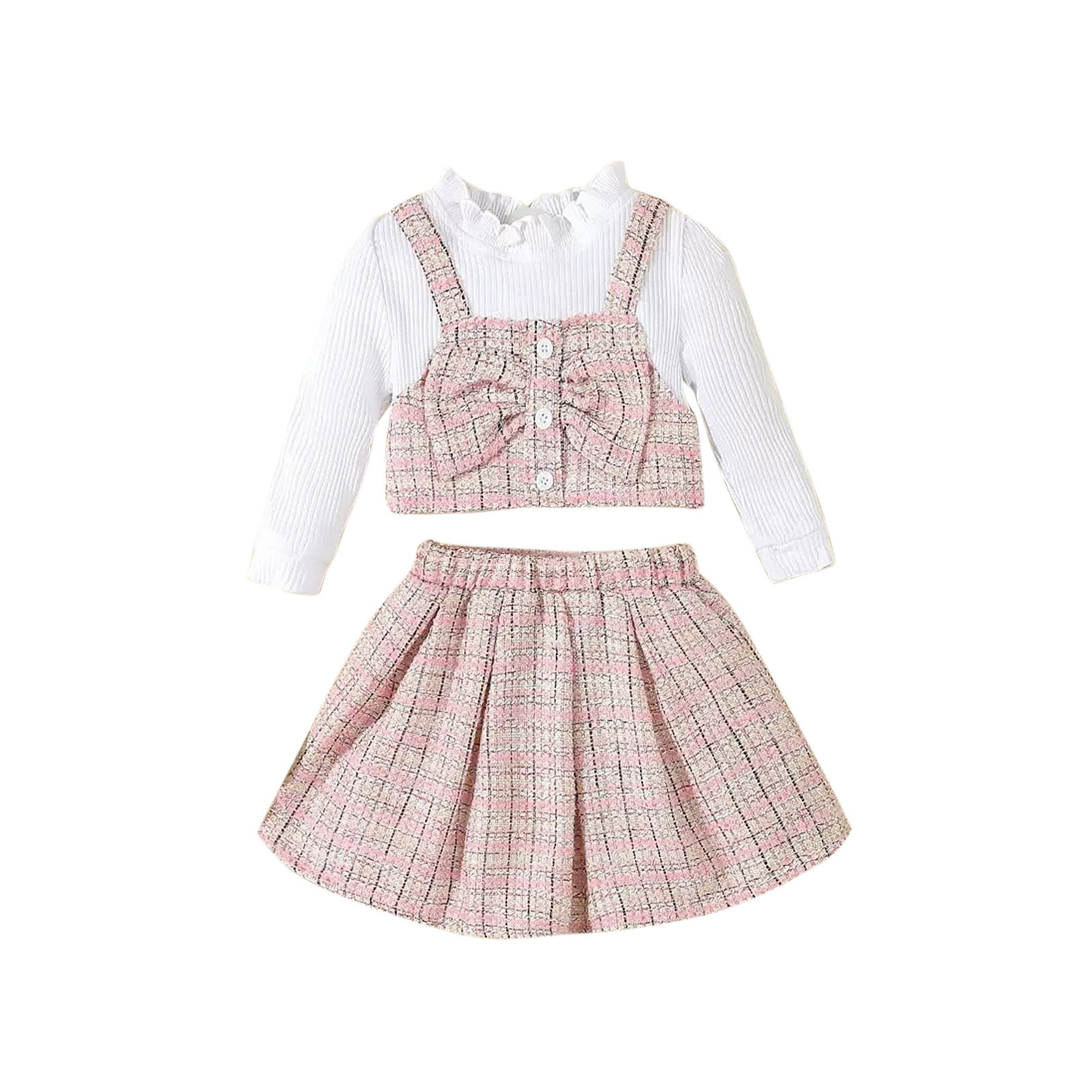 Avrntaa School Outfits for Girls - Long Sleeve Cropped Tops Flowy Skirt ...