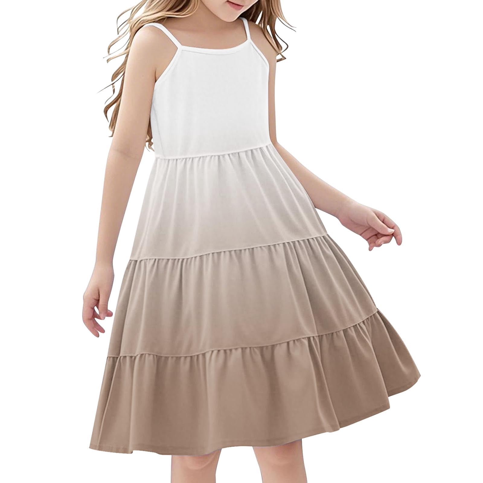 Avrntaa Summer Cami Dress for Girls Spaghetti Strap A-Line Dresses ...