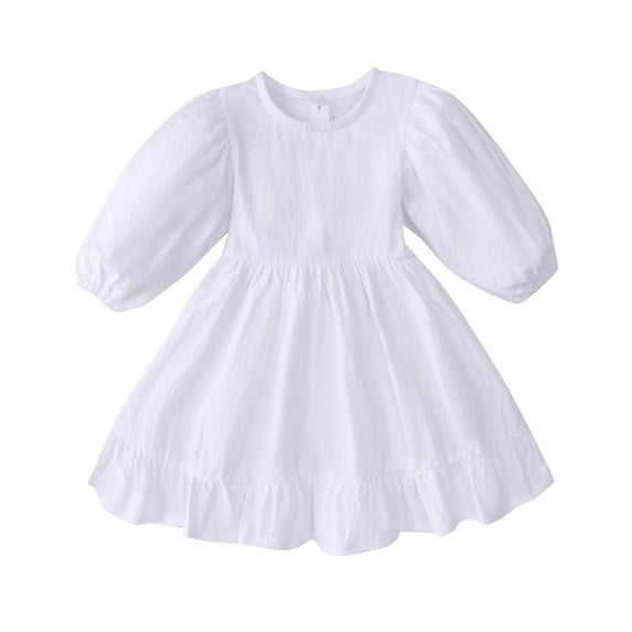 Avrntaa Summer Linen Dress for Little Girls Puff Long Sleeve Dress ...