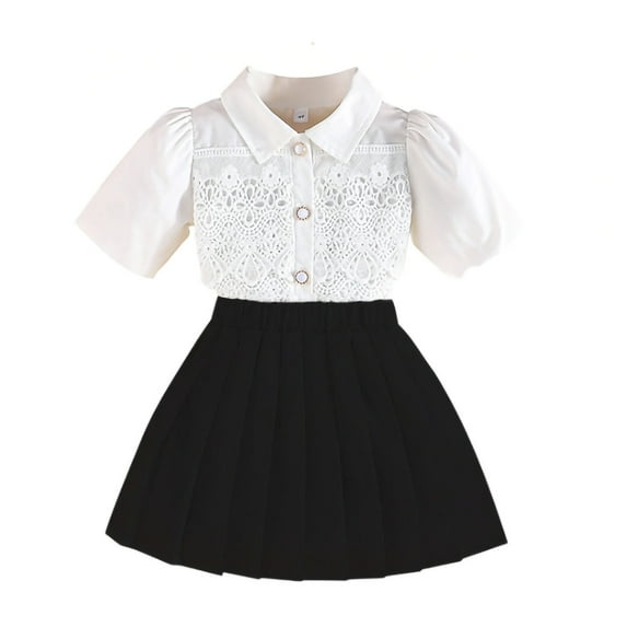 Avrntaa Summer Uniformal Outfit for Girls Hollow Short Sleeve Shirt ...