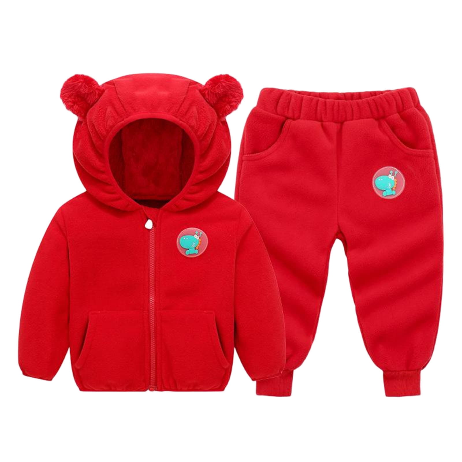 Avrntaa Toddler Baby Kids Polar Fleece Sets Bear Ears Hood Jacket ...