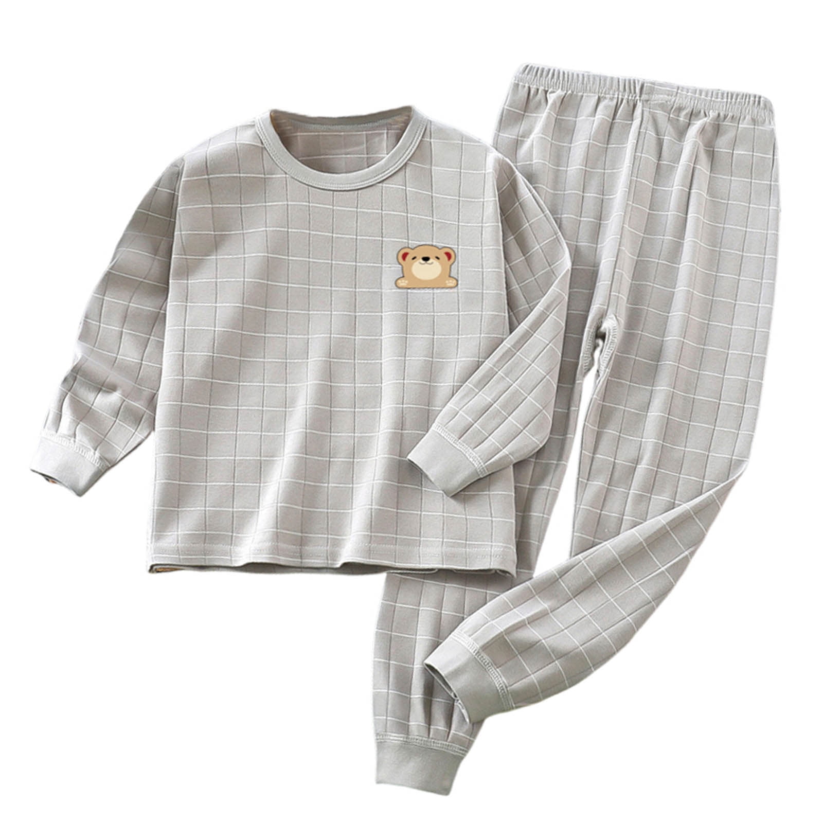 Avrntaa Toddler Boys Girls Sleepwear Set Cotton Plaid Long Sleeve Tops ...