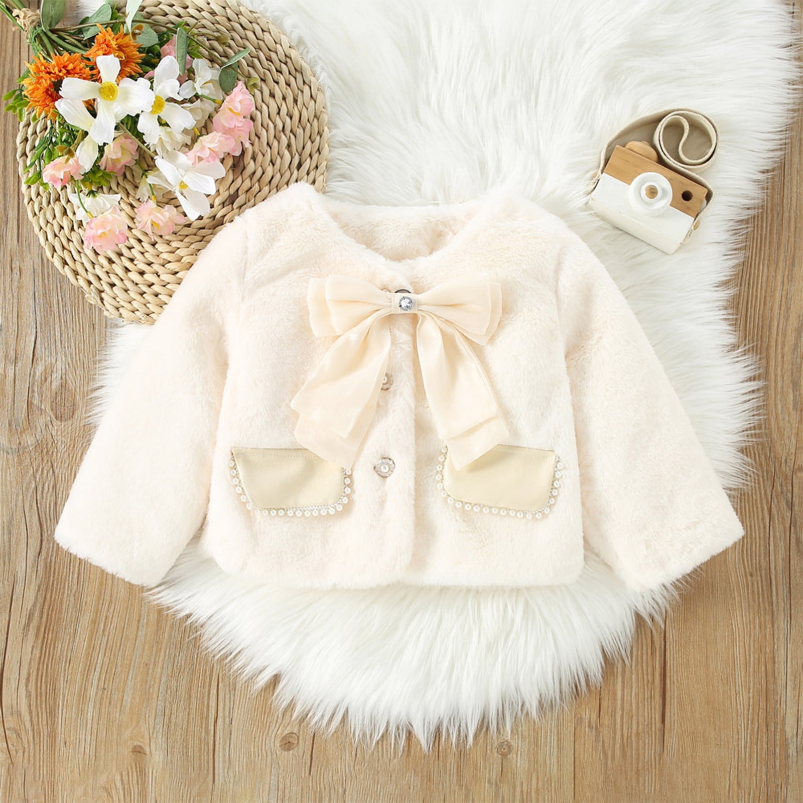 Avrntaa Toddler Girl Winter Jacket - Baby Girls Faux Fur Warm Cloak Coat Cute Furry Coats with ...