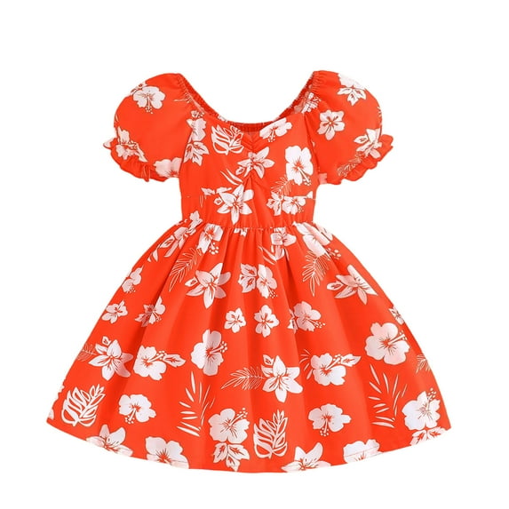 Avrntaa Toddler Girls Boho Sundress Floral Print Puff Sleeve Dresses A ...