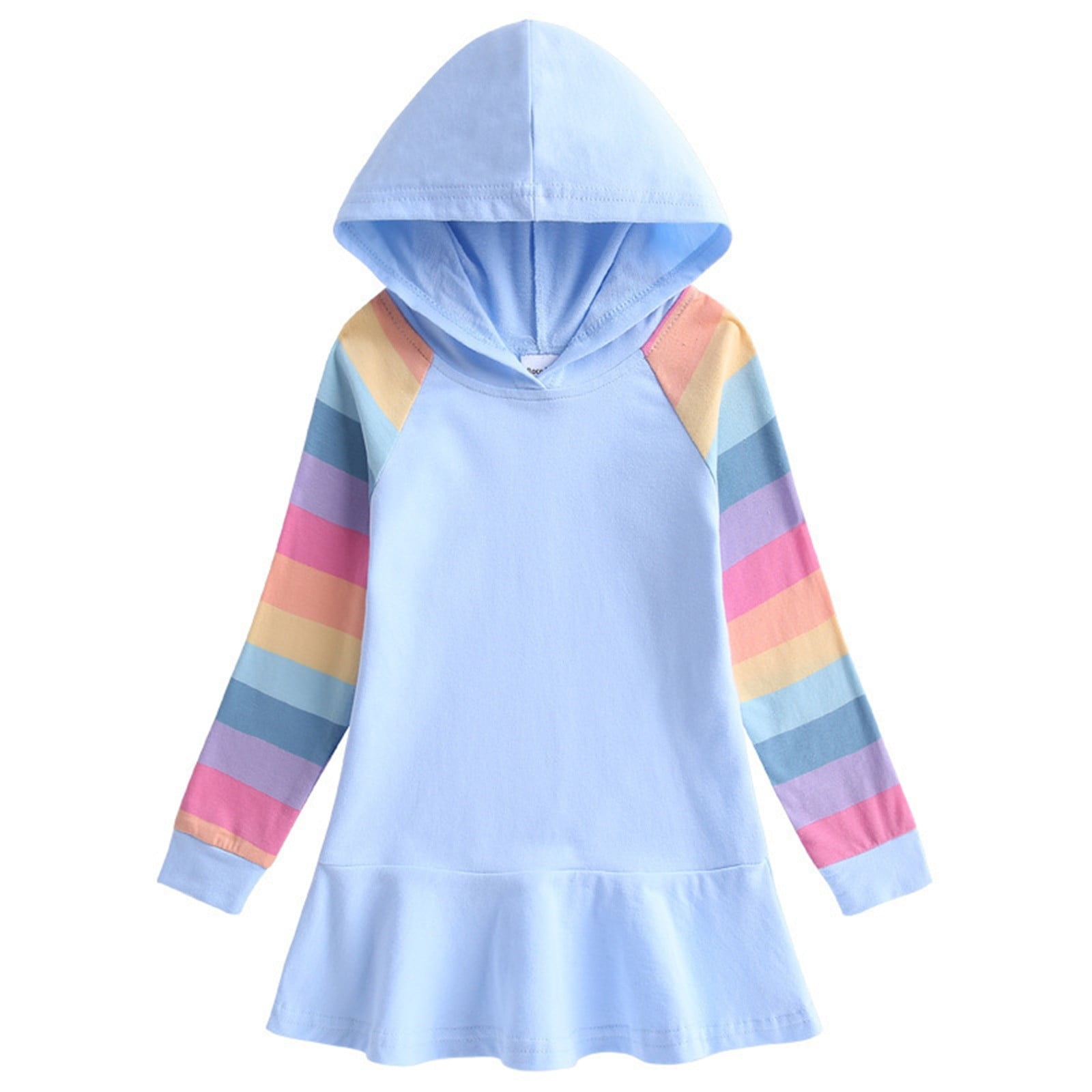 Avrntaa Toddler Girls Hooded Sweatshirts Dress Rainbow Long Sleeve ...