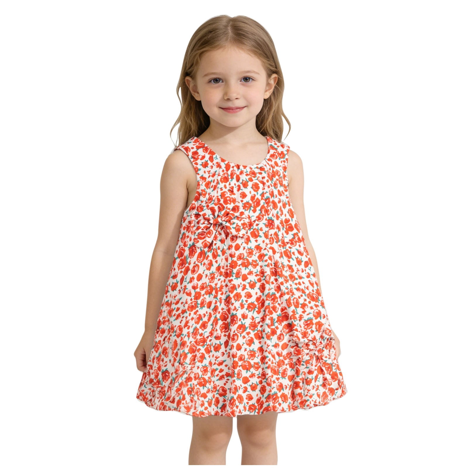Avrntaa Toddler Girls Sleeveless A Line Dress Cotton Floral Print ...