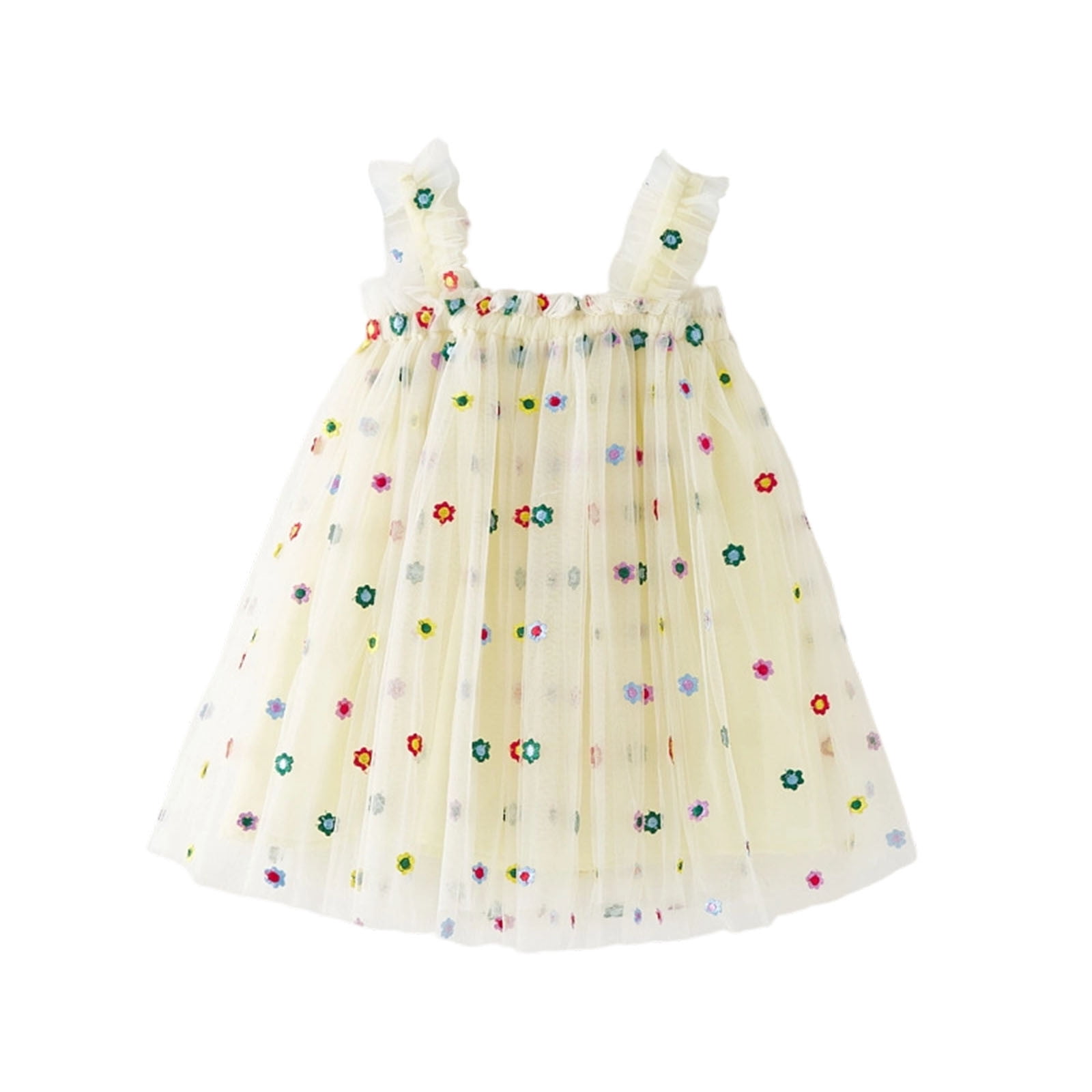 Avrntaa Toddler Girls Summer Dress Sleeveless Floral A Line Dress Tulle ...