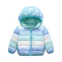 Infant & Toddler Girls Blue Rainbow Print Hooded Ski Jacket Puffer Coat ...