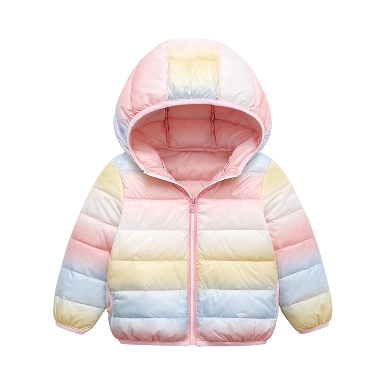 Avrntaa Toddler Girls Winter Warm Jacket - Lightweight Zipper Rainbow ...