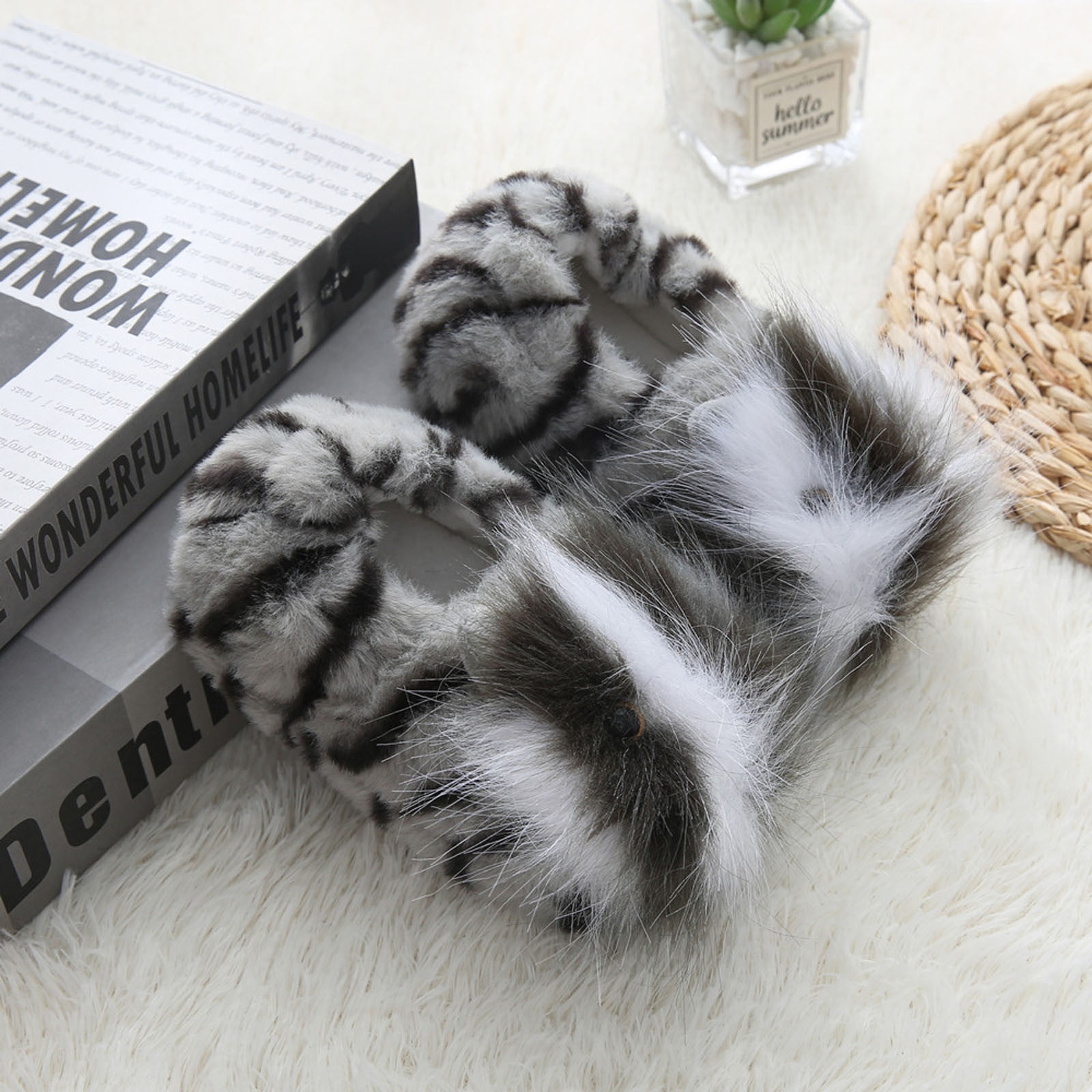 Avrntaa Toddler Kids Slippers - Tie Dye Fluffy Sandals Cute Cat Warm ...