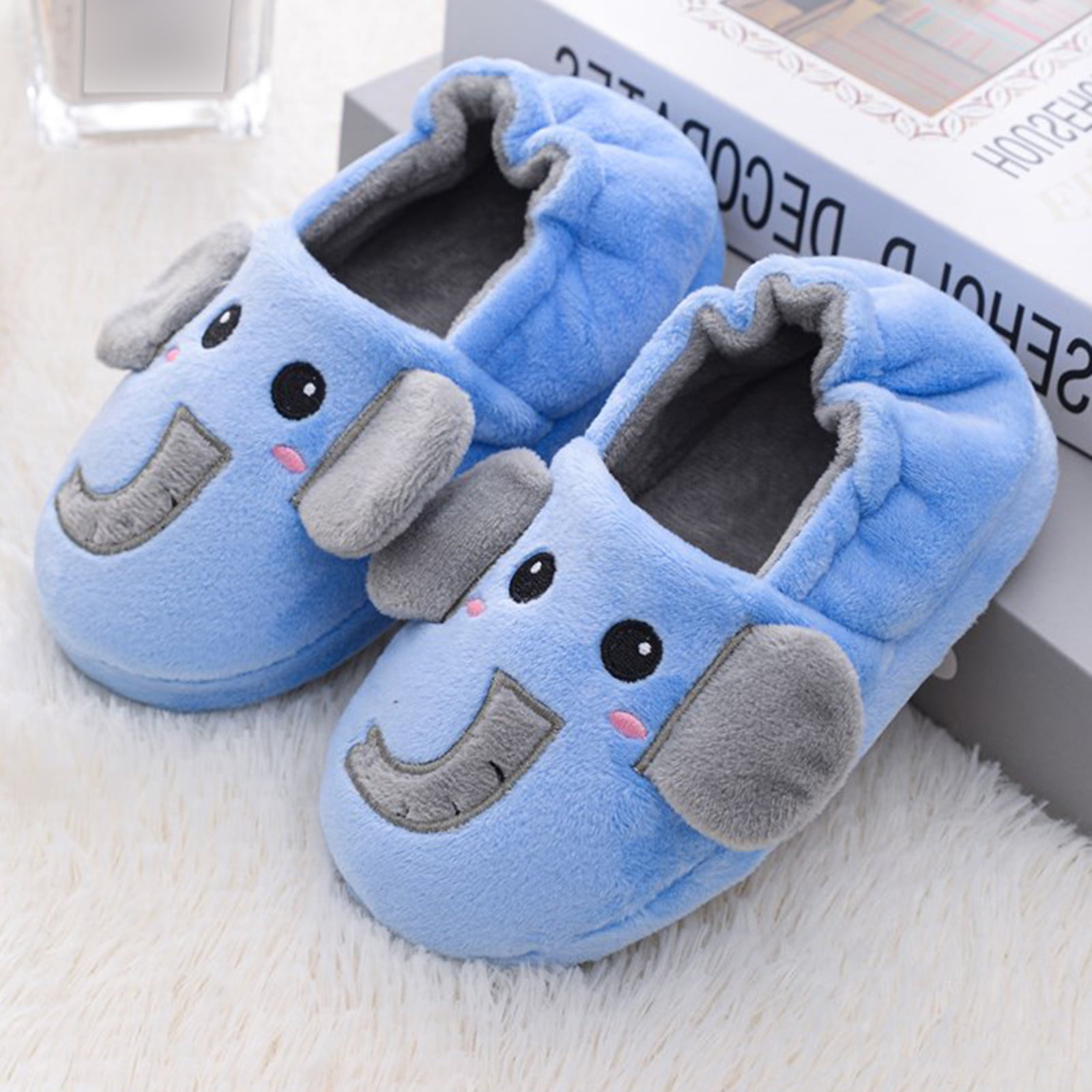 Avrntaa Toddler Unisex Plush Fuzzy Animal Slippers - Kids Cute Non-Skid ...