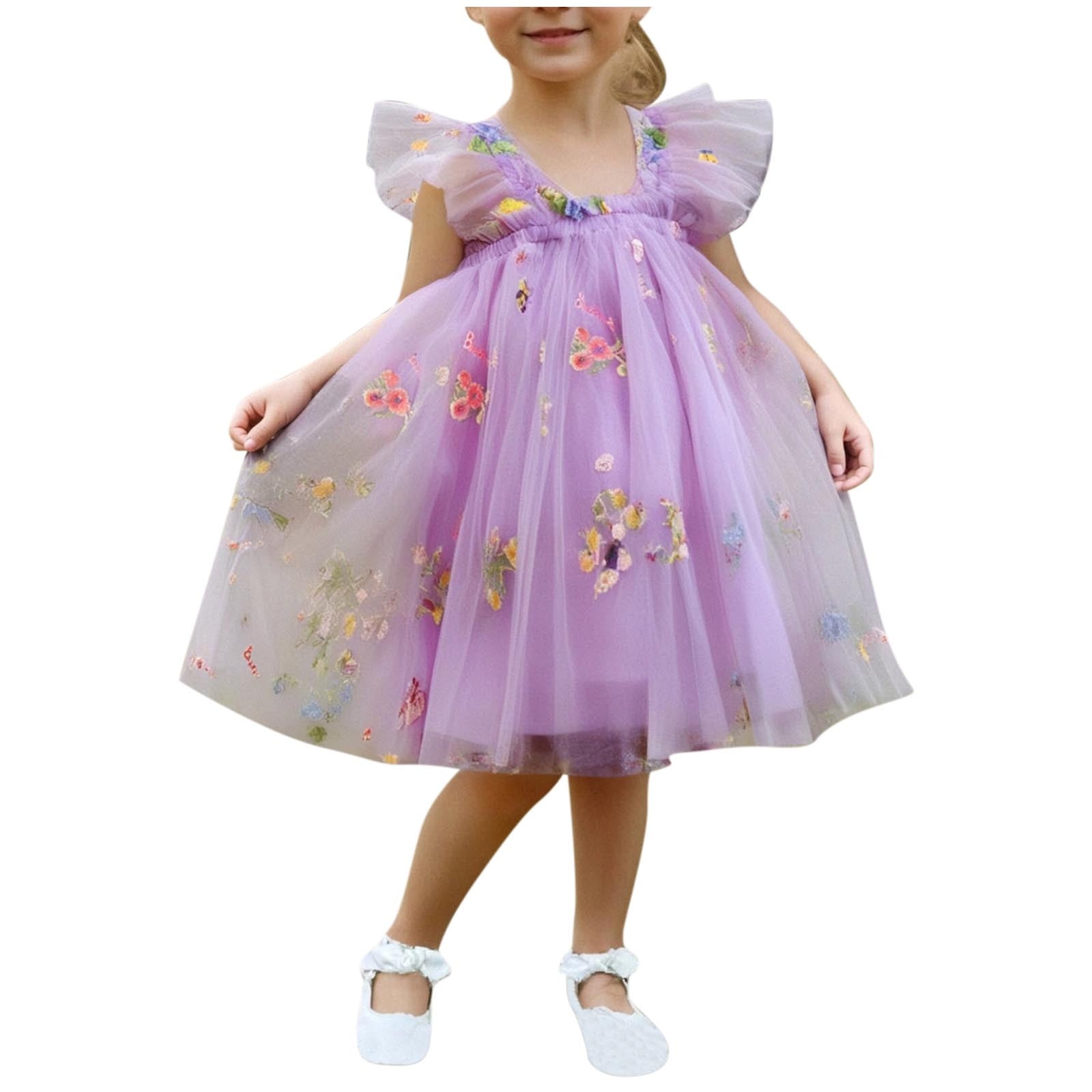 Avrntaa Tulle Dress for Baby Girl Casual Flower Embroidery Dresses Cute ...