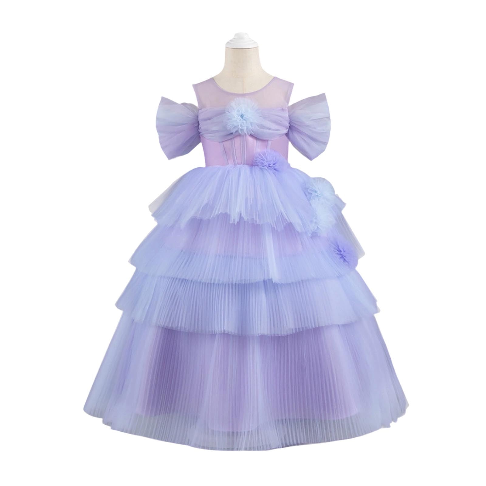 Avrntaa Tulle Dress for Girls Off Shoulder Princess Dresses Flower ...