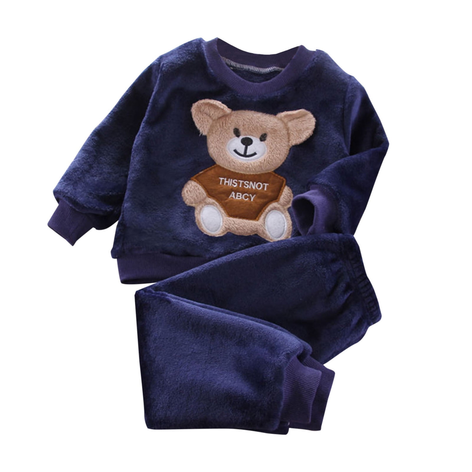 Avrntta Toddler Baby Girl Fuzzy Clothes Crewneck Bear Embroidered Top ...