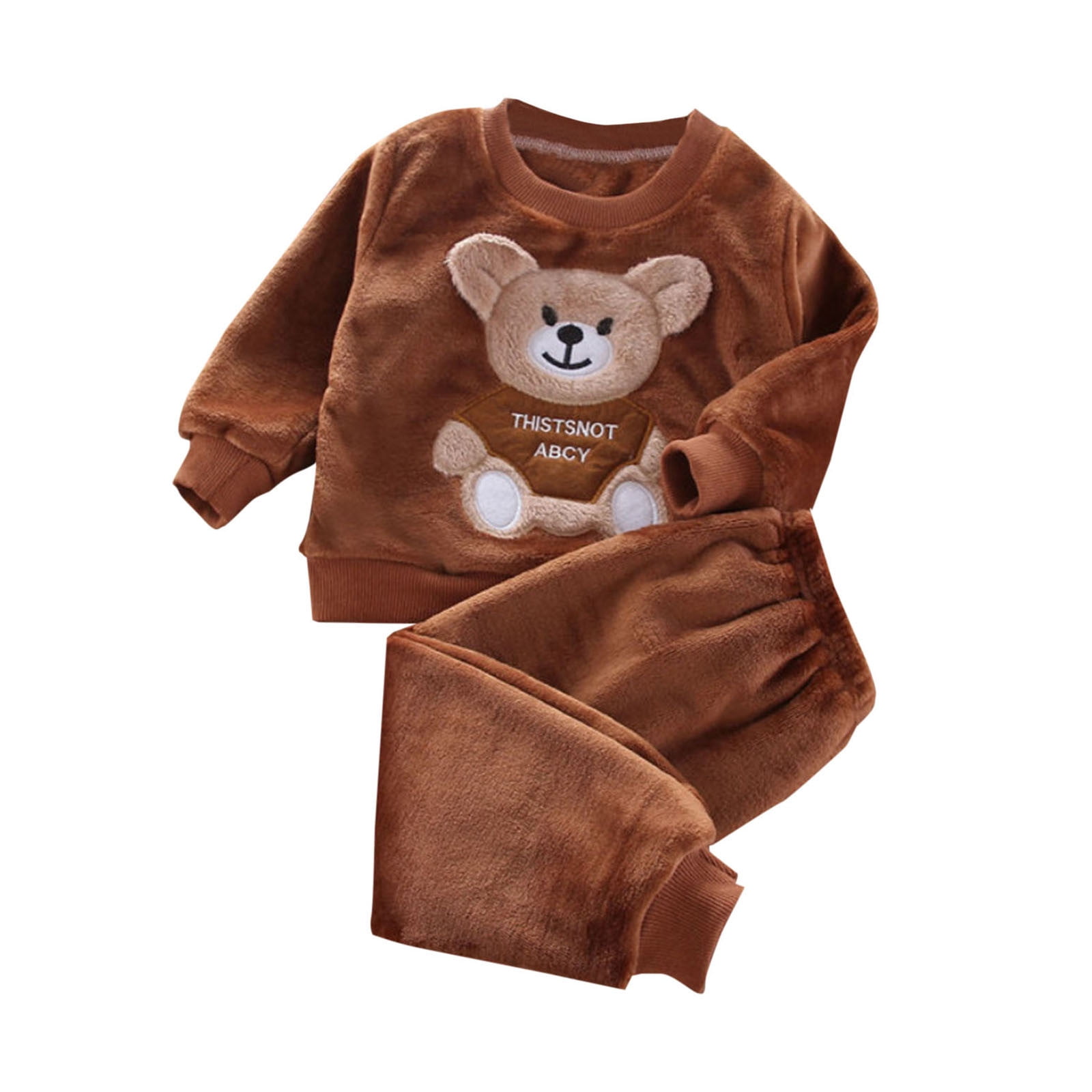 Avrntta Toddler Baby Girl Fuzzy Clothes Crewneck Bear Embroidered Top ...