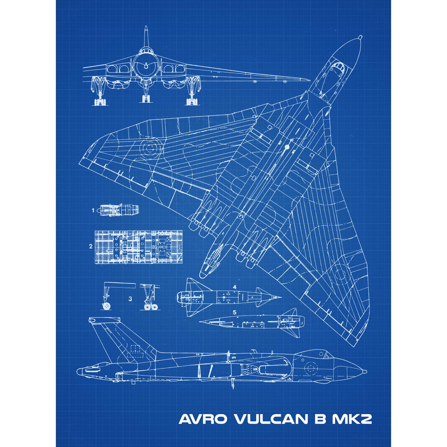 Avro Vulcan Strategic Bomber Aircraft Blueprint Plan Extra Large XL ...