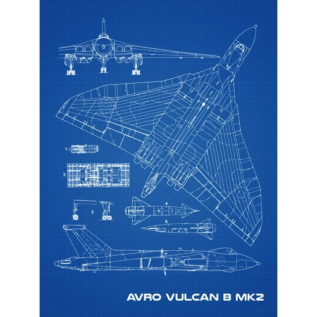 Avro Vulcan Strategic Bomber Aircraft Blueprint Plan Extra Large XL ...