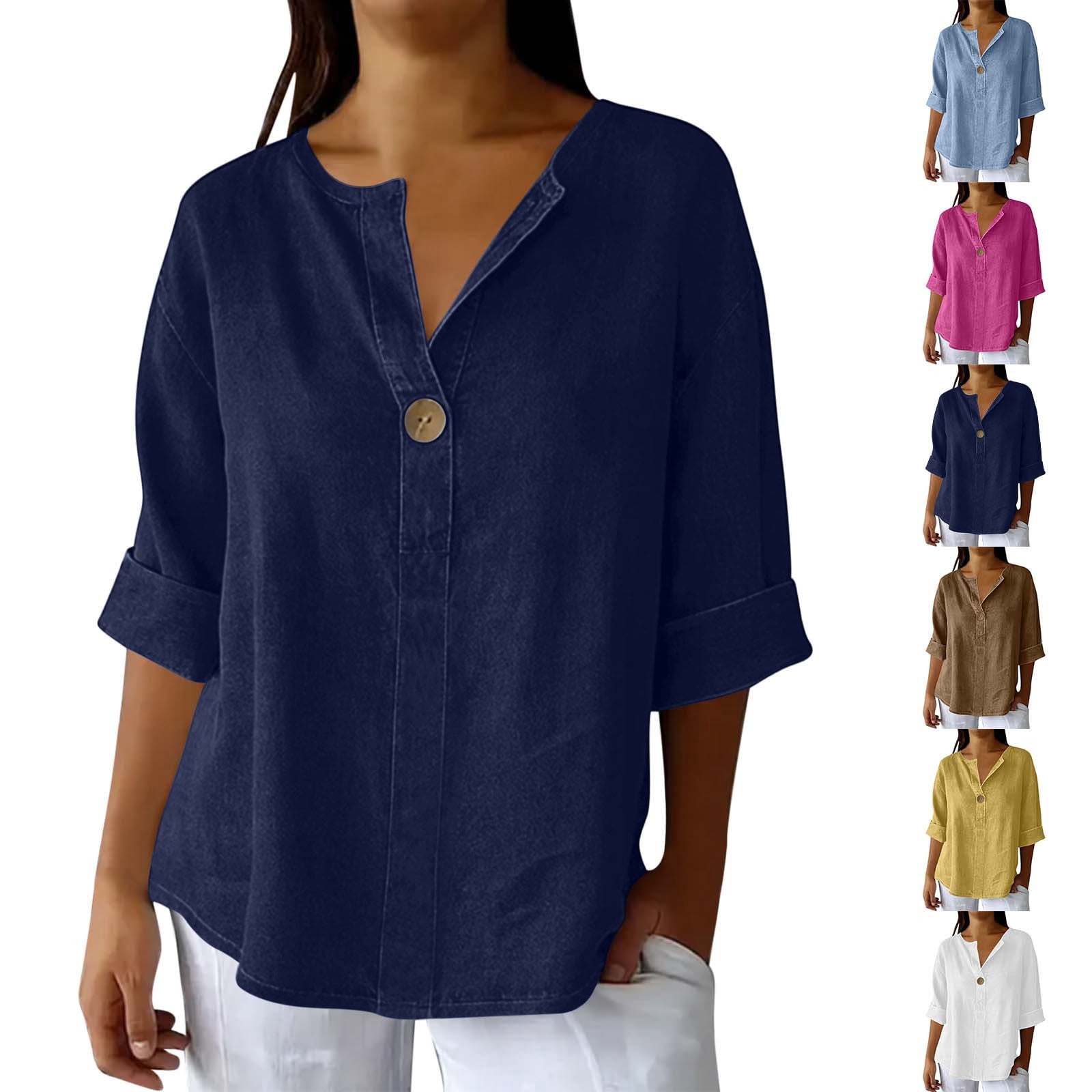 Avtoify 1/2 Sleeve Casual Neck Tee Summer Top for Women Dressy Casual ...