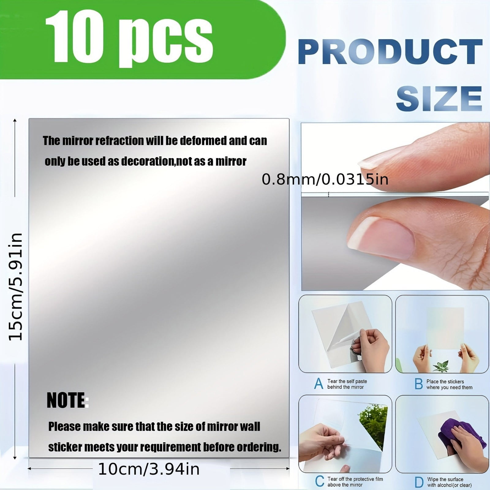 Avtoify 10pcs Acrylic Mirror Stickers - Walmart.com