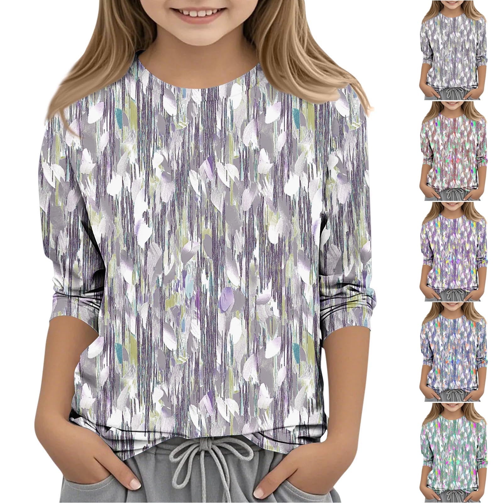 Avtoify 3/4 Sleeve Print Round Neck Summer Short Sleeve Shirts for ...
