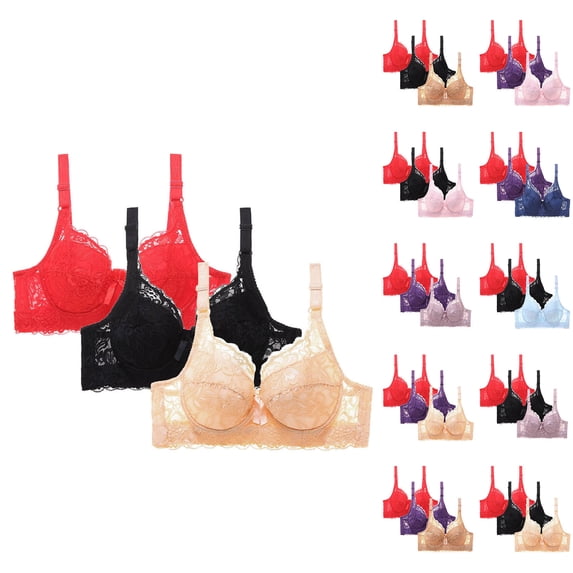 Avtoify 3PC Women's Innerwear Underwire Push-Up Side Control-Sagging ...