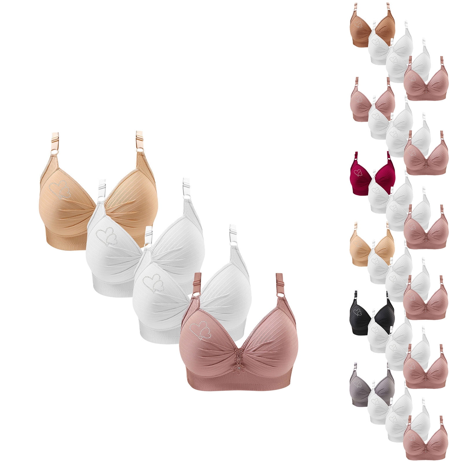 Bvxeep 4PC Cup Women's Wireless Push-Up Breathable Innerwear Daily Bra ...