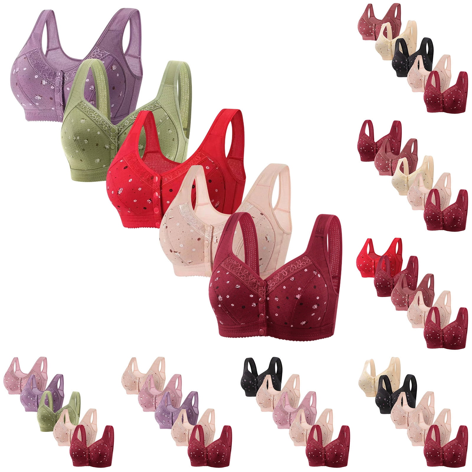Avtoify 5PC Women's Plus Size Wireless Push-Up Comfortable Breathable ...