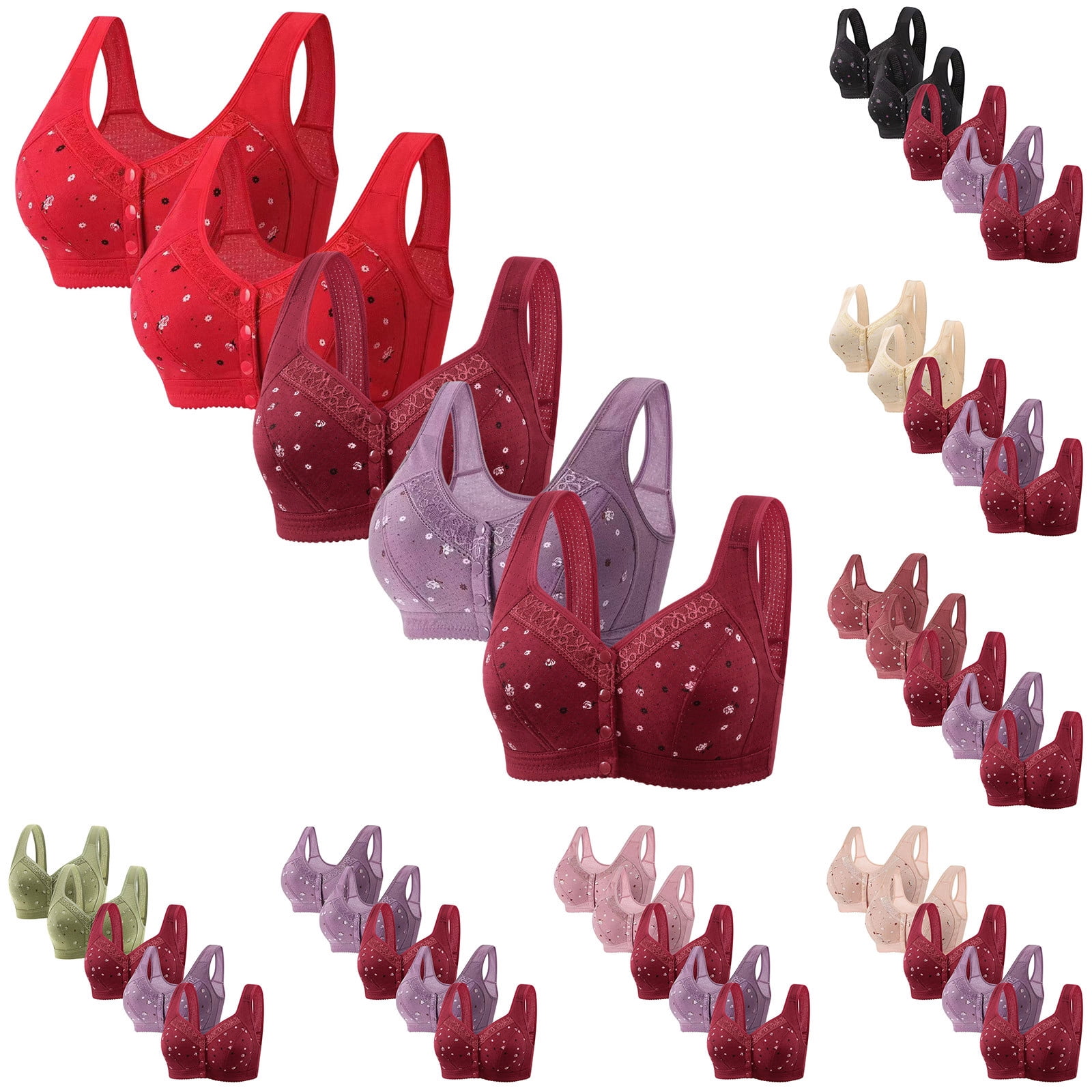 Avtoify 5PC Women's Plus Size Wireless Push-Up Comfortable Breathable ...