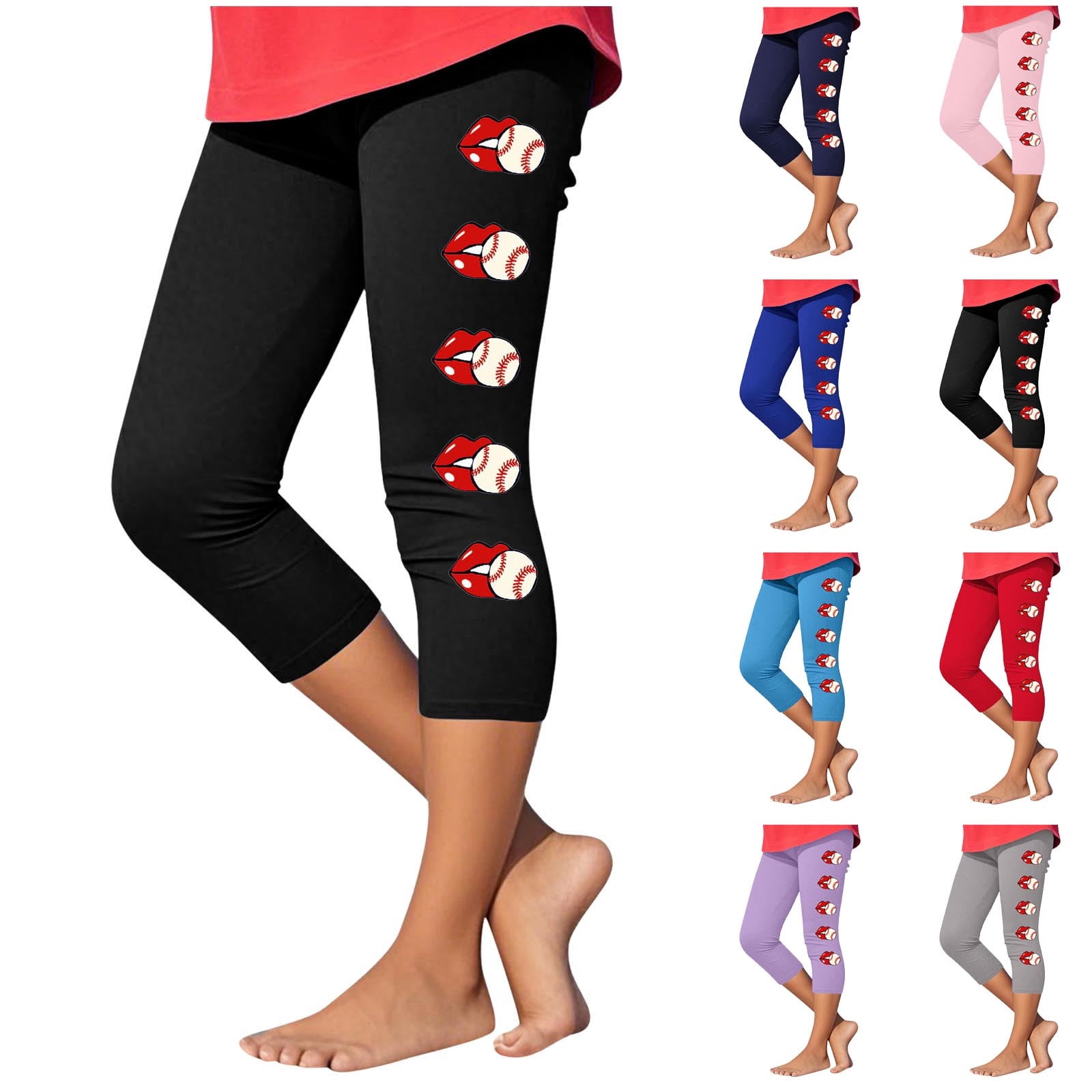Avtoify Baseball Print Drawstring Cropped Yoga Trouser Summer Pants for ...