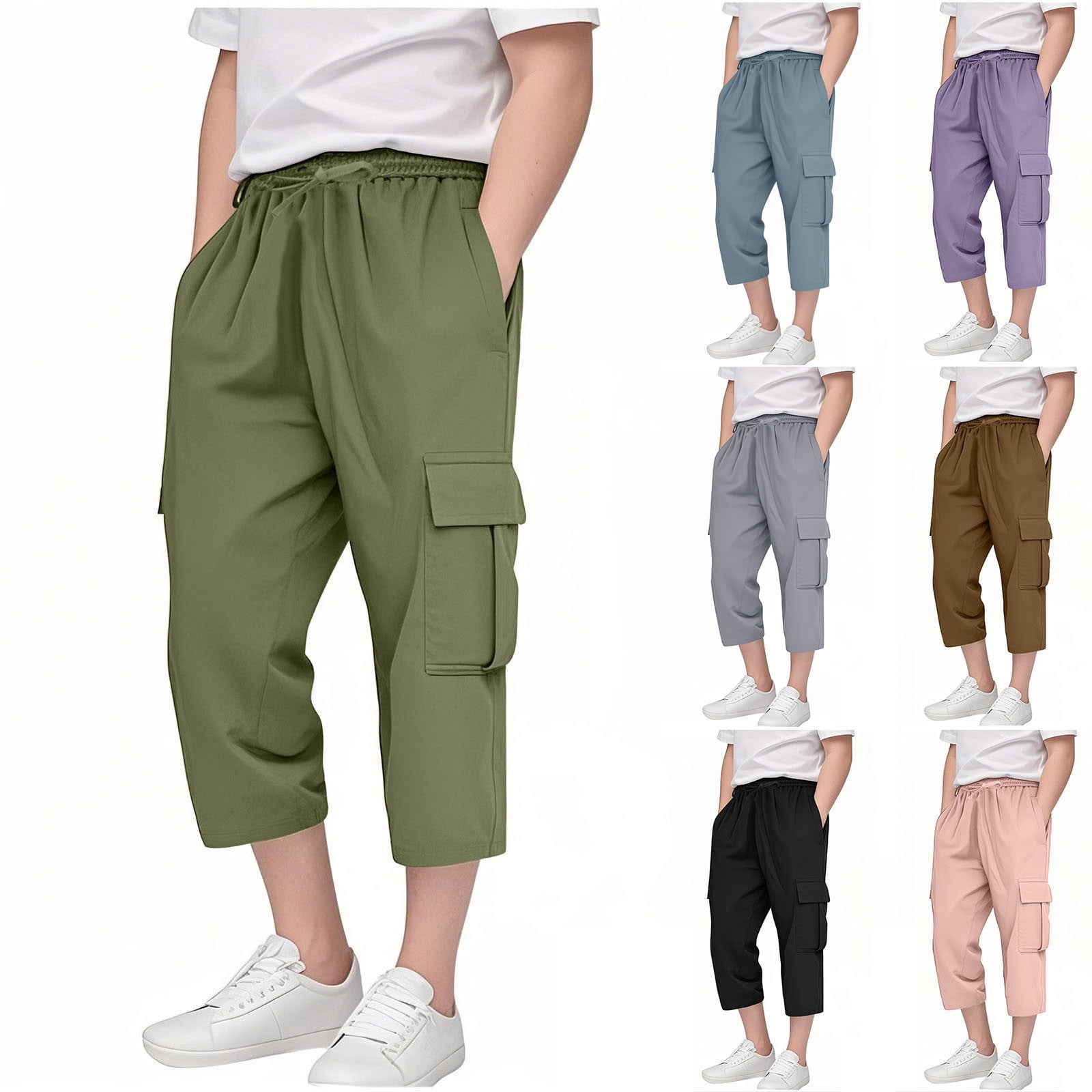 Avtoify Boy-Girl Children's Large Pocket-Tenths Pants Solid Style Loose ...