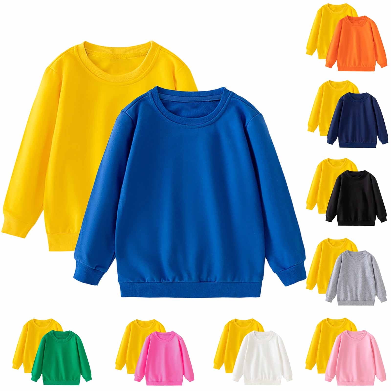 Avtoify Boys Girls Fashion Solid Color Long Sleeve Round Neck Hoodie ...