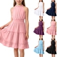 Avtoify CUHK Girls Solid Color Pleated Sleeveless Skirt Lace Waistband ...